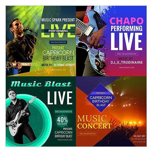 100 - Music Facebook Banners | watercolor action