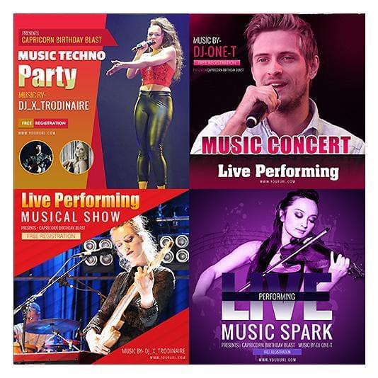 100 - Music Facebook Banners | watercolor action