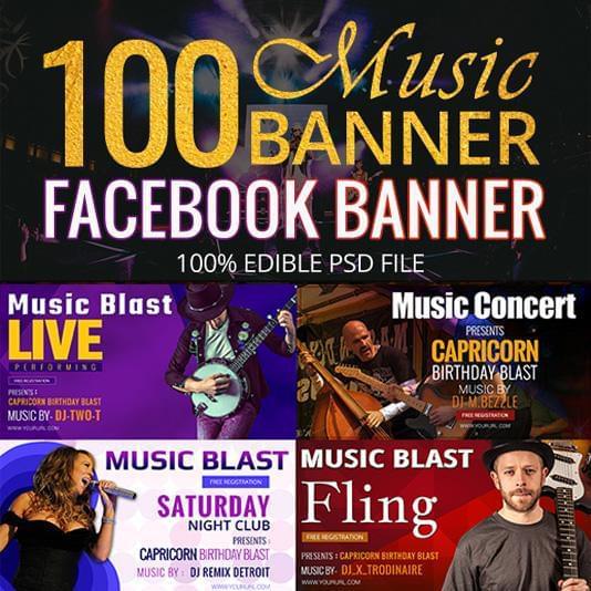 100 - Music Facebook Banners | watercolor action