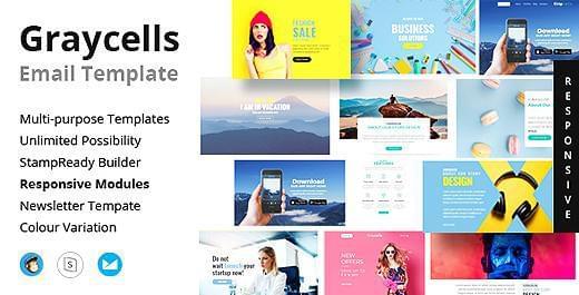 400 MODULES RESPONSIVE EMAIL TEMPLATES | watercolor action