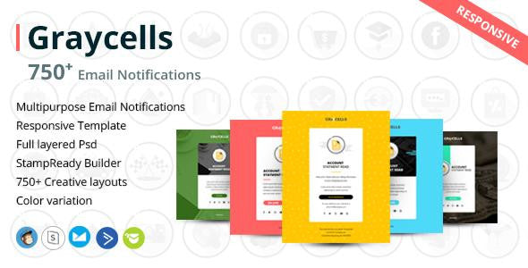 750 Responsive Email Notification templates | watercolor action
